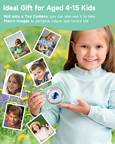 Digital Camera for Kids,1080P 48MP Autofocus Kids Camera with 32GB SD Card, Kids Digital Video Camera with 16X Zoom, Compact Portable Mini Cameras for Kids, Girls, Boys, Teens (Green)