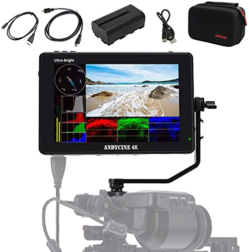 ANDYCINE C7 Field Camera Monitor 7” 2200nits 1920x1200 Touch Screen + Battery&Charge Cable+Mini&Micro HDMI Cords+Carry Case Camera Monitor Compatible for Sony,Canon,Fujifilm,Panasonic,BMPCC Cameras