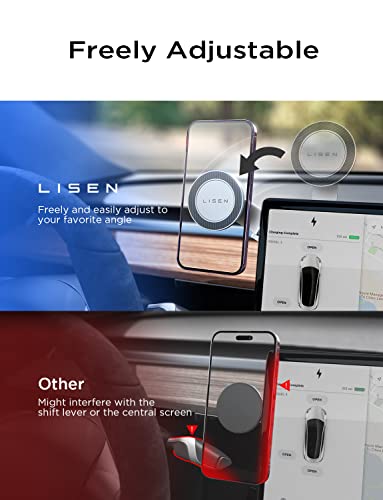 LISEN for Tesla Phone Mount Holder, for MagSafe Car Mount [20 Strongest Magnets] 2023 Tesla Model 3/Y/X/S Accessories, Adjustable Tesla iPhone Mount Compatible with iPhone 14 13 12 Pro Max Plus