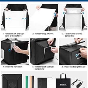 PULUZ Photo Studio Soft Box,16x16 inches Portable Light Box Photography Shooting Tent Kit with Hight CRI 480 LED Lights & 4 Color Backdrops for Product Photography