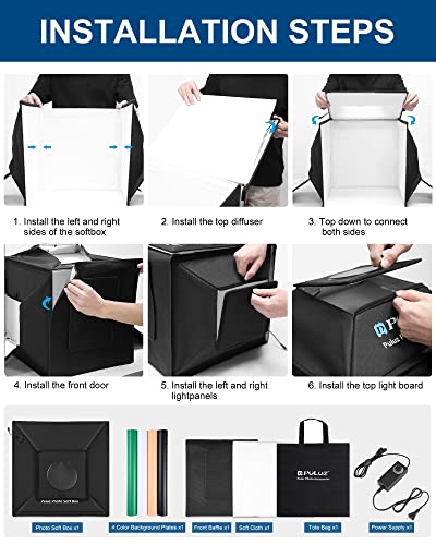 PULUZ Photo Studio Soft Box,16x16 inches Portable Light Box Photography Shooting Tent Kit with Hight CRI 480 LED Lights & 4 Color Backdrops for Product Photography