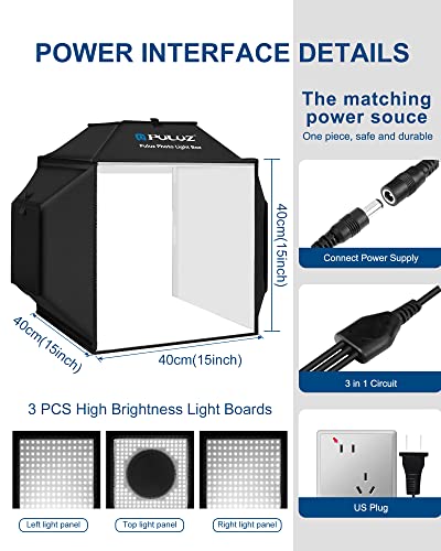 PULUZ Photo Studio Soft Box,16x16 inches Portable Light Box Photography Shooting Tent Kit with Hight CRI 480 LED Lights & 4 Color Backdrops for Product Photography