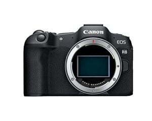 canon eos r8 full-frame mirrorless camera (body only), rf mount, 24.2 mp, 4k video, digic x image processor, subject detection & tracking, compact, lightweight, smartphone connection, content creator