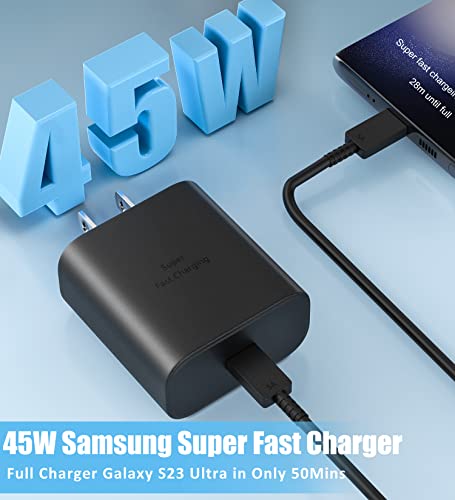 45W Samsung Super Fast Charger Type C, USB C Android Phone Charger Fast Charging for Samsung Galaxy S23 Ultra/S23 Plus/S22 Ultra/S22+/S22/S21 ultra/S20/Note 20,10 FT Cable with PPS Wall Charger Block