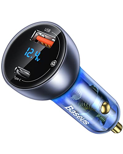 Baseus 65W USB C Car Charger, Type C Car Charger PPS PD3.0 QC4.0 45W Super Fast Charging with LED Display Compatible with iPhone 14/13/12 Pro Max, Samsung S22 S21 Ultra/Tab S8, MacBook, iPad, Laptops