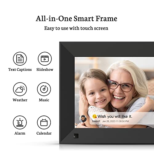 BSIMB 32GB WiFi Digital Picture Frame 8 Inch, Digital Photo Frame HD IPS Touch Screen Motion Sensor, Easy Setup to Upload Photos/Videos via App, Email, Auto-Rotate, Wall-Mounted, Gift for Grandparents