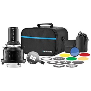 westcott optical spot by lindsay adler (bowens mount) with 150mm ef mount lens, 8 gobo designs, 5 color gels, & travel case