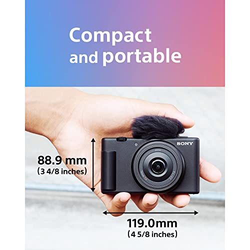 Sony ZV-1F Vlog Camera with 4K Video & 20.1MP for Content Creators and Vloggers Black ZV-1F/B Bundle with Deco Gear Case + Extra Battery + Filter Kit + Photo Video Software & Photography Accessories