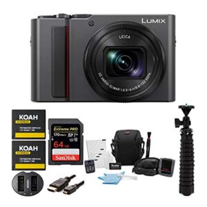 panasonic lumix zs200 4k camera 15x leica dc vario-elmar lens dc-zs200k (usa silver) premium bundle