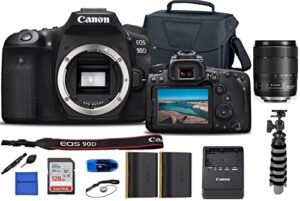 camera eos 90d kit dslr camera pro bundle + 18-135 is usm lens + case + sandisk 128gb memory card + card reader + tripod + cleaning kit (international model)