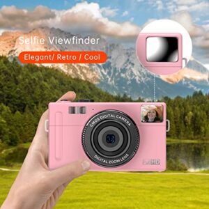 Camnoon 1080P Compact Digital Camera 48MP 3.0 Inch LCD Screen Auto Focus 16x Digital Zoom Anti Shake Smile Capture, Beauty Built-in Flash Battery Selfie Mirror Kids Teen Friends