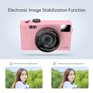 Camnoon 1080P Compact Digital Camera 48MP 3.0 Inch LCD Screen Auto Focus 16x Digital Zoom Anti Shake Smile Capture, Beauty Built-in Flash Battery Selfie Mirror Kids Teen Friends