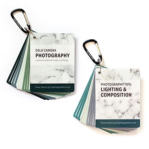 Photography Cheat Sheet Cards (Set of 2 Decks) - DSLR Camera Photography and Composition/Lighting Sets - Plastic Reference Cards | Snap Happy Mom (Classic)