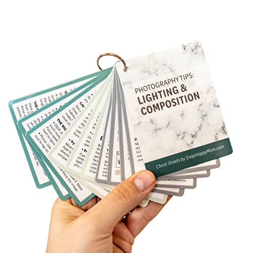 Photography Cheat Sheet Cards (Set of 2 Decks) - DSLR Camera Photography and Composition/Lighting Sets - Plastic Reference Cards | Snap Happy Mom (Classic)