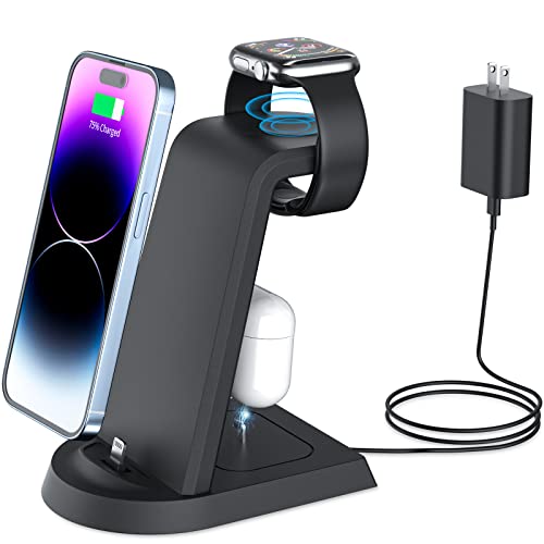 Charging Station 3 in 1 for Apple Multiple Devices Fast Charging Stand Dock for iPhone 14 13 12 11 Pro X Max XS XR 8 7 Plus 6s 6 /Airpods/Wireless Charger for Apple Watch 8/Ultra/7/6/SE/5/4/3/2