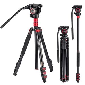 video tripod, avella a154p video camera tripod monopod aluminium alloy 78.3 inch for canon nikon sony olympus panasonic dslr camera