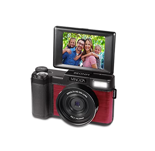 Minolta MND30 30 MP / 2.7K Ultra HD Digital Camera (Red)