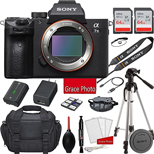 Sony a7 III Mirrorless Camera Body Only Bundle + Deluxe DSLR Camera Case + 128GB Ultra Speed Memory Bundle