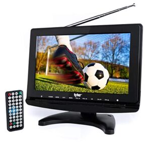 tyler ttv706 10” portable widescreen 1080p lcd tv with detachable antennas, hdmi, usb, rca, fm radio, built in digital tuner, av inputs, ac/dc, (3) antennas, and remote control