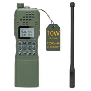 baofeng ar-15210w high power ham radio portable tactical two way radio long range walkie talkie 12000mah battery full kits (green)