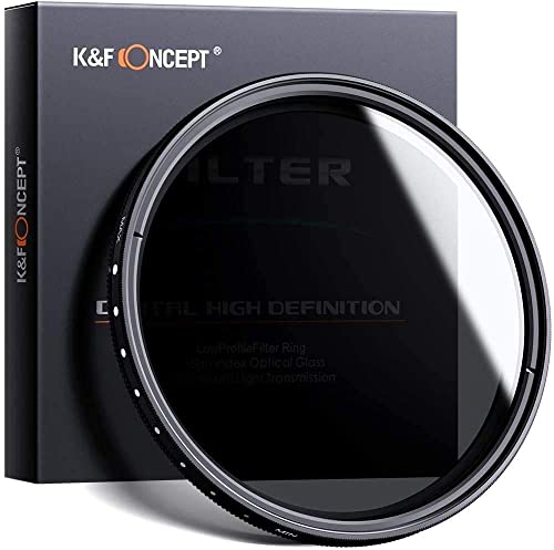 K&F Concept 46mm Variable ND2-ND400 ND Lens Filter (1-9 Stops) for Camera Lens, Adjustable Neutral Density Filter with Microfiber Cleaning Cloth (B-Series)