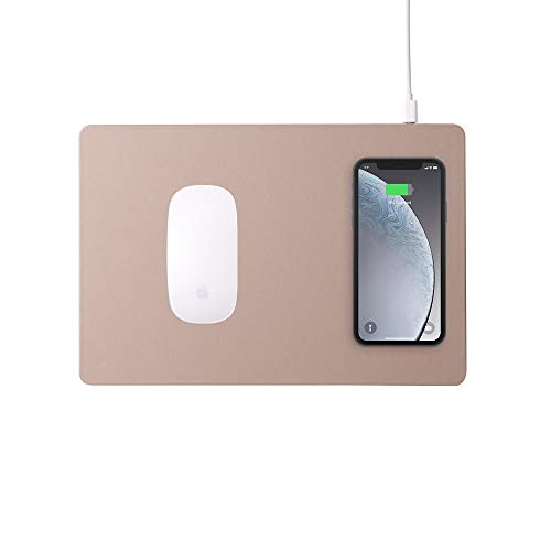 POUT HANDS3 Qi Wireless Charging Mouse Pad Mat for iPhone, Airpod, Samsung Galaxy (Latte Cream)