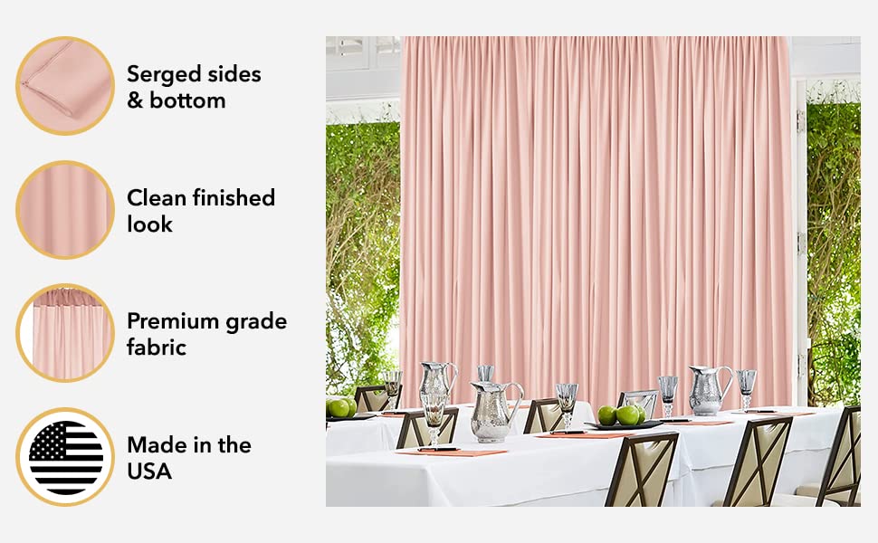 AK TRADING CO. 10 feet x 10 feet Valley Green Polyester Backdrop Drapes Curtains Panels with Rod Pockets - Wedding Ceremony Party Home Window Decorations