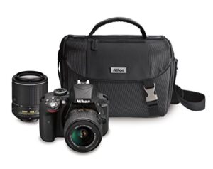 nikon d3300 dx-format dslr kit w/ 18-55mm dx vr ii & 55-200mm dx vr ii zoom lenses and case (black)