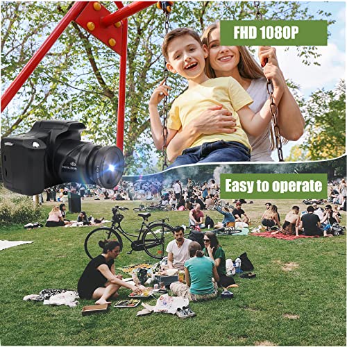 Portable Digital Camera,3.0-Inch LCD Screen SLR Camera,18X Zoom,Support 24 Million Pixels,Suitable for Family Gatherings,Outdoor Travel, Gifts for Children(Black1)