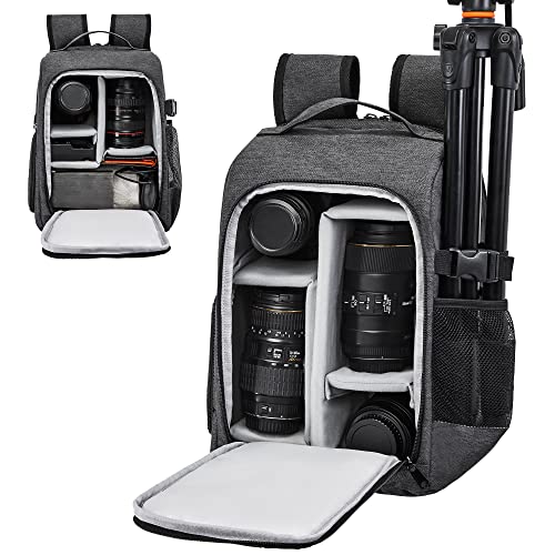 Golkcurx Camera Bag for DSLR/SLR Cameras，Camera Backpack Waterproof for Photographers Dark Grey S