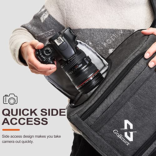 Golkcurx Camera Bag for DSLR/SLR Cameras，Camera Backpack Waterproof for Photographers Dark Grey S