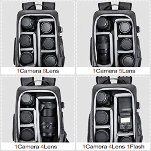 Golkcurx Camera Bag for DSLR/SLR Cameras，Camera Backpack Waterproof for Photographers Dark Grey S