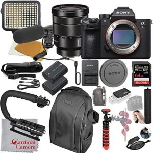 sony alpha a7riva (new model) mirrorless digital camera with 16-35mm t* fe 16-35mm f/4 za oss lens video bundle + led video light + microphone + extreme speed 64gb memory(20pc bundle)