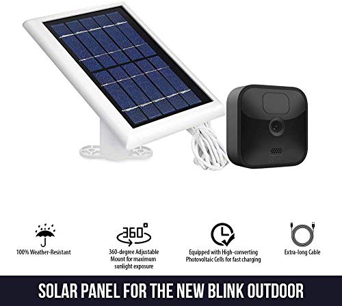 Wasserstein Solar Panel with Internal Battery Compatible with Blink Outdoor & Blink XT2/XT Camera (1-Pack, White)