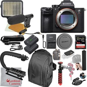 sony alpha a7riva (new model) mirrorless digital camera (no lens) video bundle + led video light + microphone + extreme speed 64gb memory(20pc bundle)