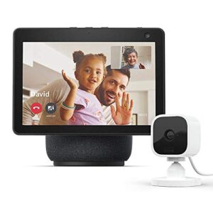 echo show 10 (3rd gen) | charcoal with blink mini indoor smart security camera, 1080 hd with motion detection