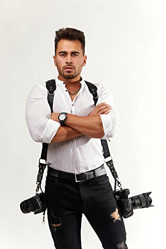 Camera Accessories Dual Harness Two Cameras -Shoulder Leather Strap - Multi Gear Double Camera Accessories DSLR/SLR ProInStyle strap by Coiro