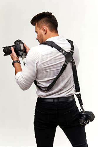 Camera Accessories Dual Harness Two Cameras -Shoulder Leather Strap - Multi Gear Double Camera Accessories DSLR/SLR ProInStyle strap by Coiro