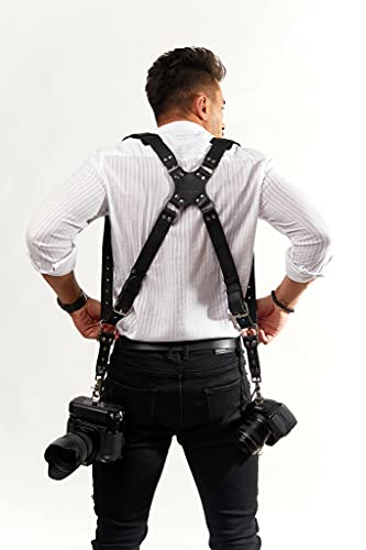 Camera Accessories Dual Harness Two Cameras -Shoulder Leather Strap - Multi Gear Double Camera Accessories DSLR/SLR ProInStyle strap by Coiro