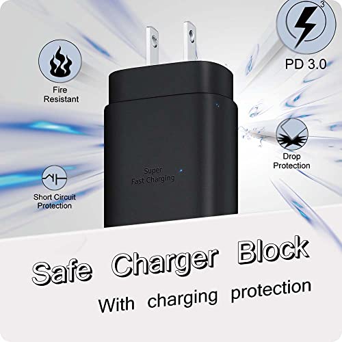 Type C Charger,with C to C Cable 6ft Super Fast Charger 2 Pack,Samsung Wall Charger for Galaxy S23 Ultra/s23/s23+/s22/s22 Ultra/s22+/s21 Ultra/s20 Ultra/Note 20/Note 10/z Fold 3, Super Fast Charging