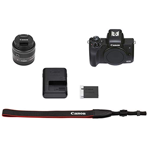 Canon EOS M50 Mark II Mirrorless Digital Camera with 15-45mm Lens + 64GB Card, Tripod, Case,(28pc Bundle) (Renewed)