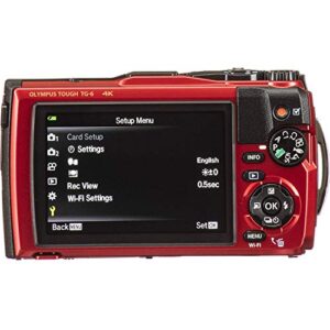 Olympus Tough TG-6 Digital Camera (Red #V104210RU000) with Essential Accessory Bundle – Includes: SanDisk Ultra 64GB SDXC Memory Card + 2X Seller Replacement Batteries with Charger + Much More