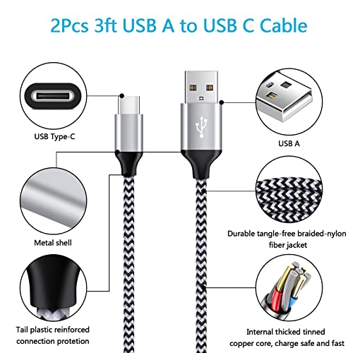 USB C Fast Charger for Samsung Galaxy S23 S22 S21 S20 5G FE Plus Ultra S10 S10e S9 S8 Note 20 10 9 8 A53 A32 A42 A52 A13 A14, Z Fold4/3/2 5G, Z Flip3/4 Phone, Rapid Car Adapter Type C Cable 3ft