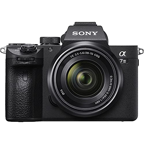 Sony a7 III Mirrorless Camera (Black) with Sony FE 28-70mm f/3.5-5.6 Bundle + Accessories (LED Light, 256Gb Memory, Extra Batteries and More)