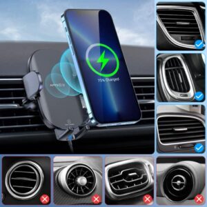 Phone Mount for Car Wireless Charger, APPS2Car 15W Dashboard Windshield Air Vent Wireless Phone Holder Charger, Phone Car Mount Wireless Charger, Compatible with iPhone 14/13/12/11, Samsung, LG & More