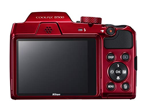 Nikon COOLPIX B500 16MP Digital Camera with 3 Inch TFT LCD Screen Nikkor Lens With 40x optical zoom wifi, Red (Renewed)