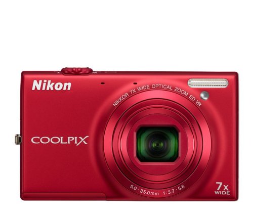 Nikon COOLPIX S6100 16 MP Digital Camera with 7x NIKKOR Wide-Angle Optical Zoom Lens and 3-Inch Touch-Panel LCD (Red)