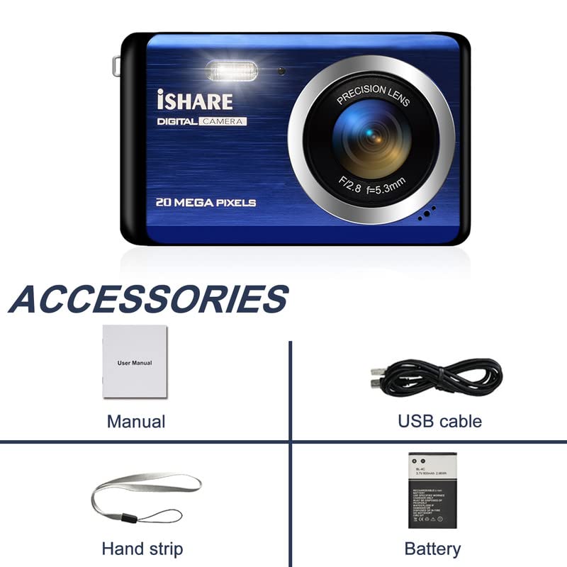 Digital Camera for Teens, 1080P FHD 20MP Mini Video Camera with 2.8 Inch Screen and 8X Digital Zoom, Rechargeable Compact Pocket Point and Shoot Camera for Girls and Boys, Teens, Beginners