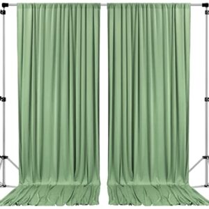 AK TRADING CO. 10 feet x 10 feet Sage Polyester Backdrop Drapes Curtains Panels with Rod Pockets - Wedding Ceremony Party Home Window Decorations