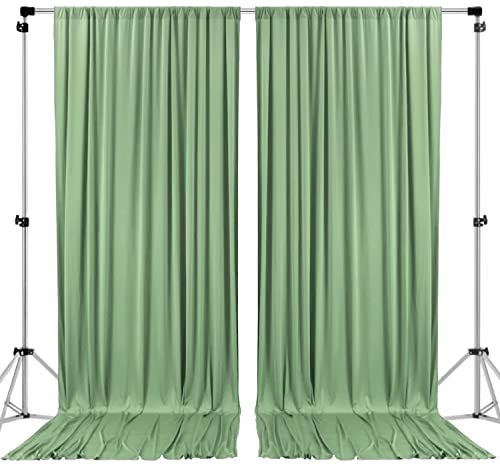 AK TRADING CO. 10 feet x 10 feet Sage Polyester Backdrop Drapes Curtains Panels with Rod Pockets - Wedding Ceremony Party Home Window Decorations